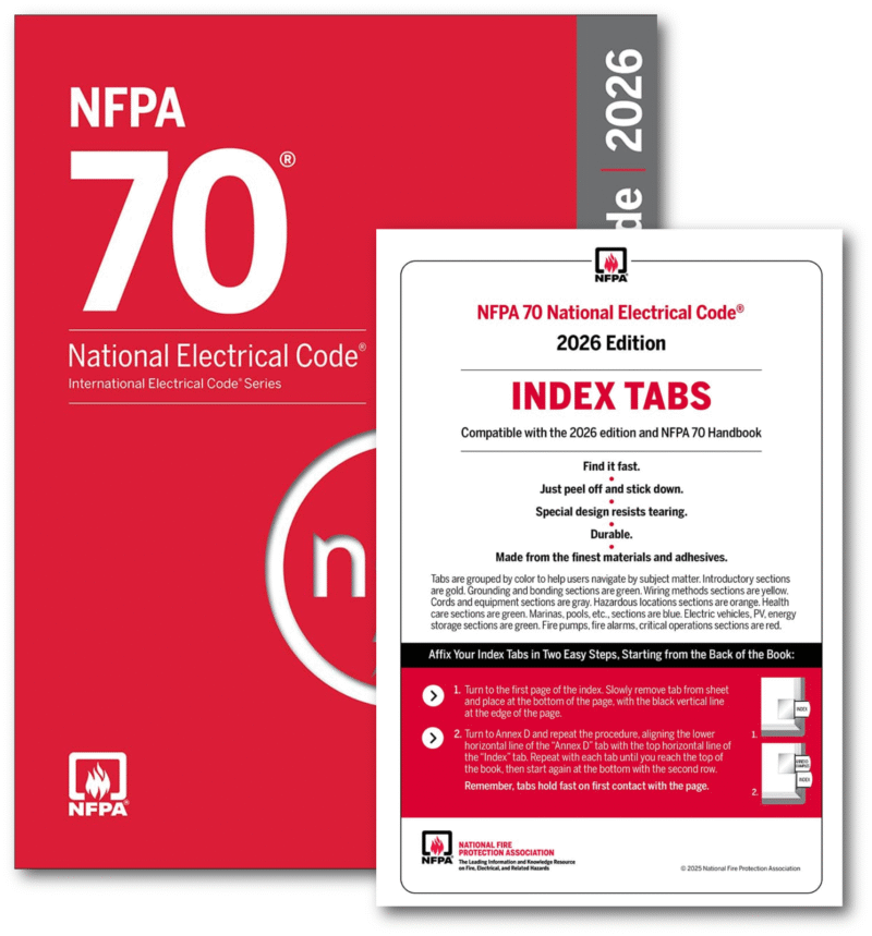 NFPA 70 National Electrical Code NEC 2026 Paperback with Index Tab ...